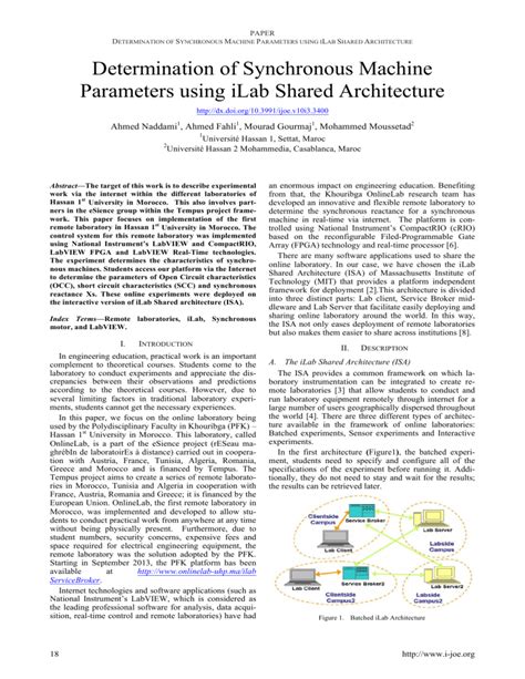 determination of synchronous machine parameters using ilab