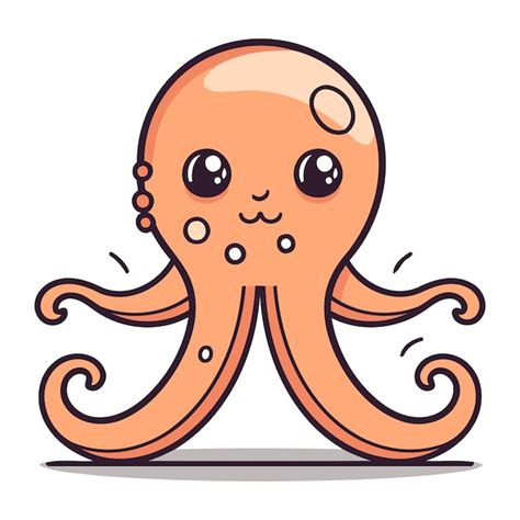 Lindo personaje de dibujos animados de pulpo ilustración vectorial en