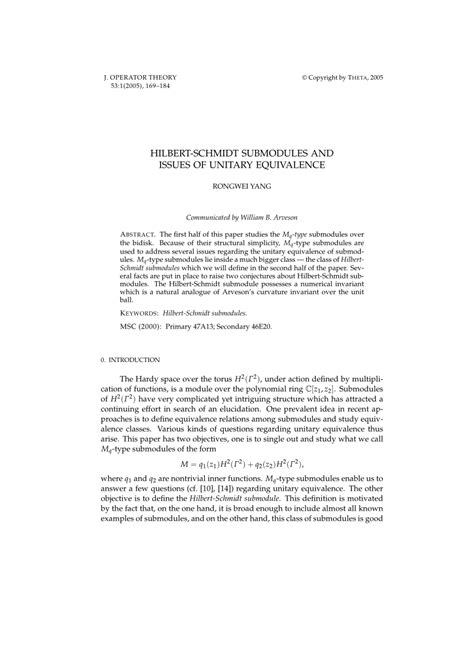 pdf hilbert schmidt submodules and issues of unitary equivalence
