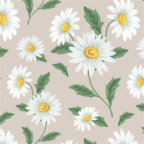 White Daisy Flower Patterned Background Premium Vector Rawpixel