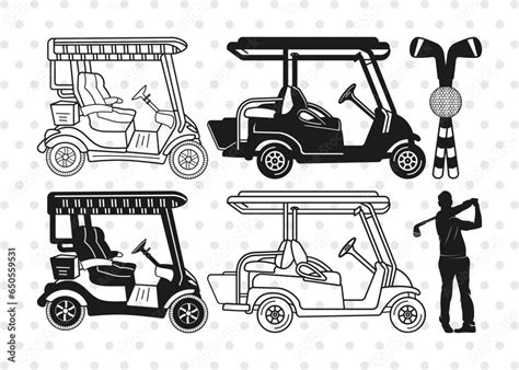 Golf Cart Silhouette Golf Cart SVG Golf Cart Player Svg Golfing Svg