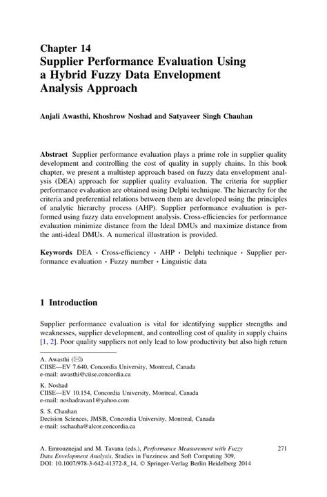 pdf supplier performance evaluation using a hybrid fuzzy data envelopment analysis approach