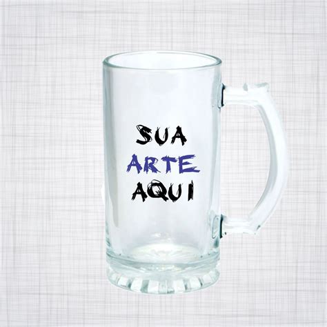 Caneca Vidro chopp transparente 500 ml personalizada Irmãos Caneca