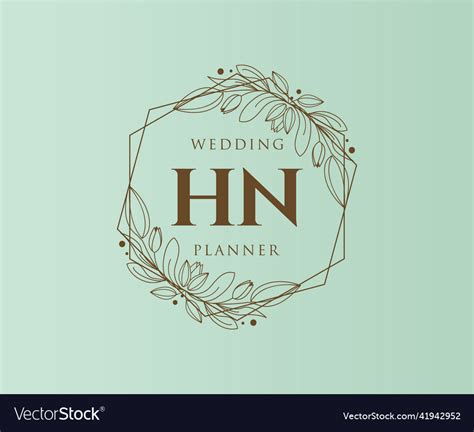 Hn Initials Letter Wedding Monogram Logos Vector Image