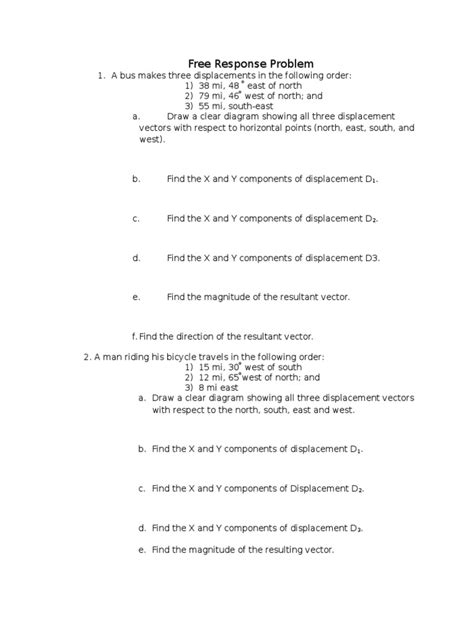 vectors free response problems 2011 11 09 pdf euclidean vector theoretical physics