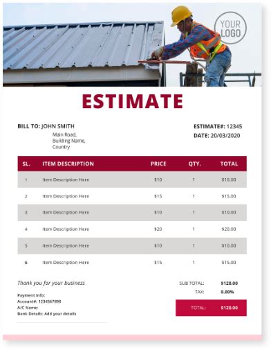 Roofing Estimate Template Simplify Your Estimates