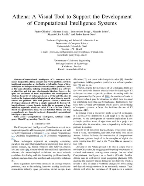 pdf athena a visual tool to support the development of computational intelligence systems