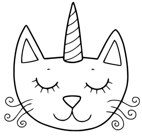 Dibujos De Un Gato Unicornio Sencillo Para Colorear Para Colorear