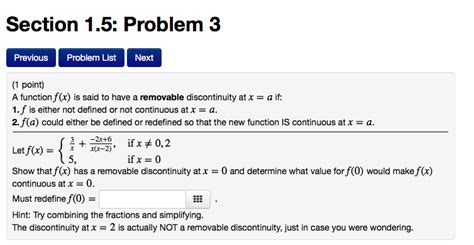 solved a function f x is said to have a removable
