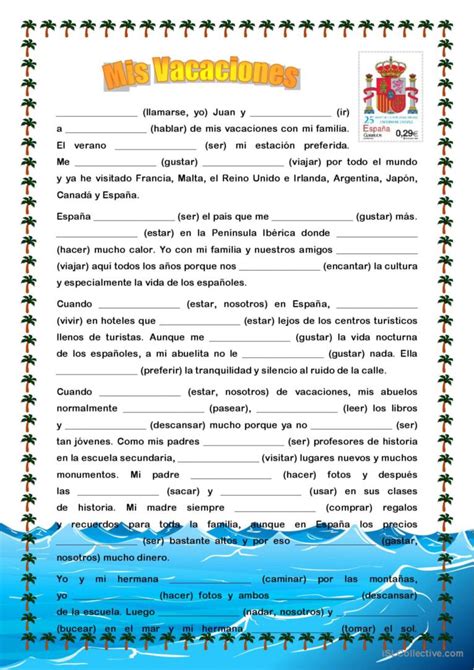 El verano verbos práctica general d English ESL worksheets pdf doc
