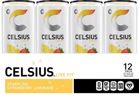 CELSIUS Sparkling Strawberry Lemonade Functional Essential Energy