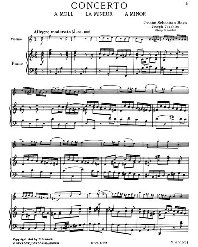 Violin Concerto In A Minor Bwv Sheet Music By Johann Sebastian