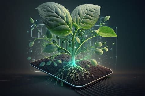 Um Smartphone Uma Planta Crescendo Nele Foto Premium