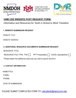 Fillable Online UNM CDD Website Post Request Form Information And