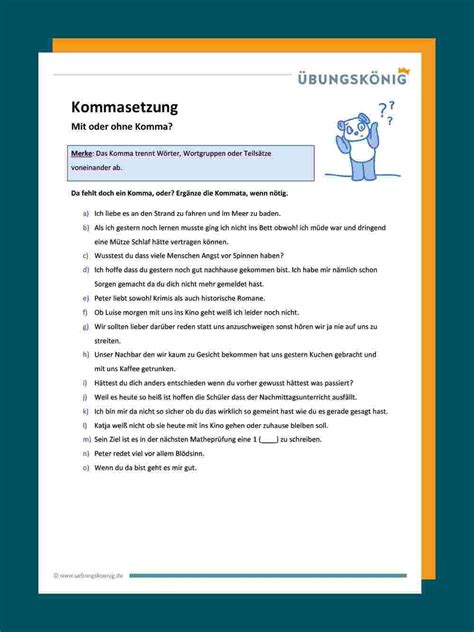 Arbeitsblätter Deutsch Klasse 5 Kommasetzung Veronichacs