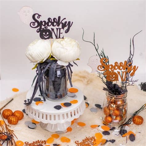 Halloween St Birthday Centerpiece Spooky One Cake Topper Etsy