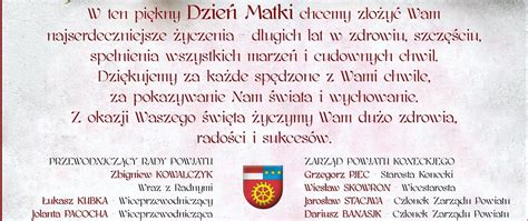 Życzenia z okazji Dnia Matki Powiat Konecki Portal gov pl