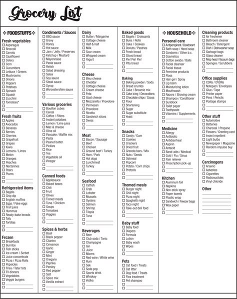 Grocery List Template Amenable 10 Free Pdf Printables Artofit