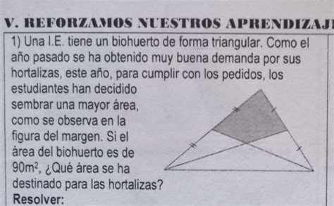 1 Una I E tiene un biohuerto de forma triangular Como elaño pasado
