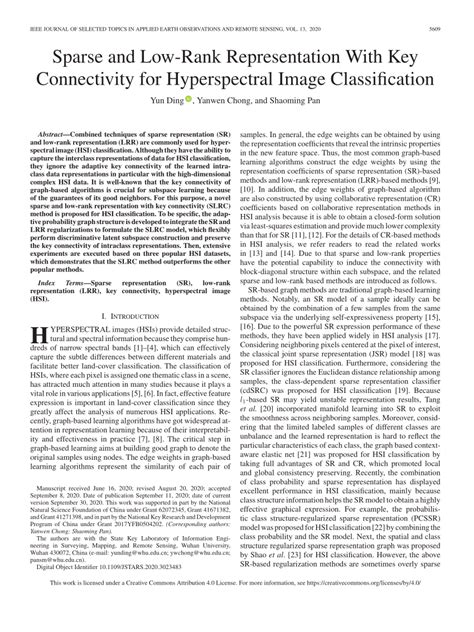 pdf sparse and low rank representation with key connectivity for hyperspectral image