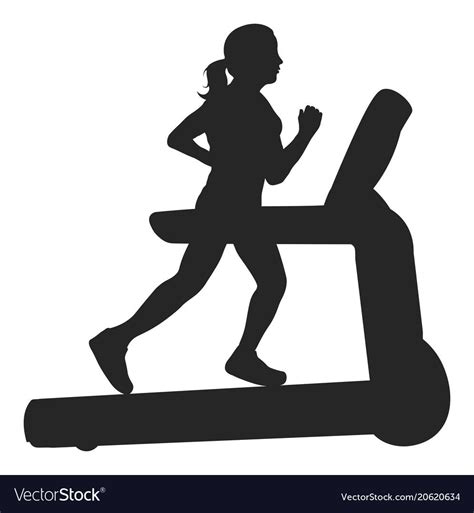 Woman Running On A Treadmill Silhouette Vector Image On Vectorstock