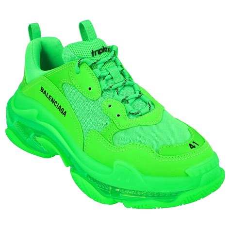 Balenciaga Baskets Triple S Pour Femmes Cuir Vert Ref 332816 Joli Closet