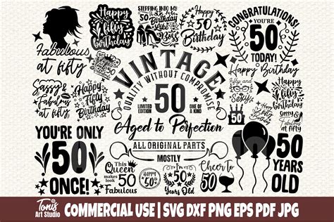 50th Birthday SVG Bundle Fifty Birthday Graphic By TonisArtStudio