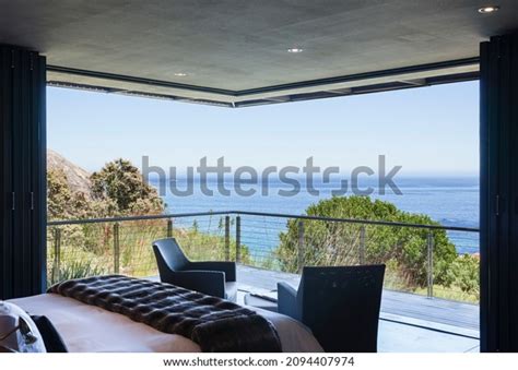 Luxury Bedroom Balcony Overlooking Ocean Stock Photo 2094407974