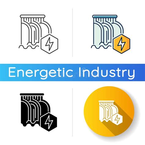 Icono Lineal De La Presa Hidroeléctrica Ilustración del Vector