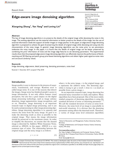pdf edge aware image denoising algorithm