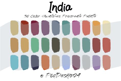 Procreate Color Palette India Illustration Par Poddesign Creative