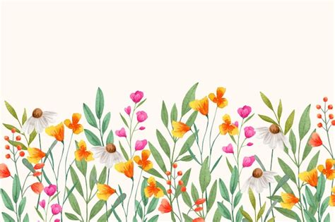 Aquarell Wildblumen Hintergrund Kostenlose Vektor