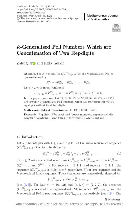 k generalized pell numbers which are concatenation of two repdigits request pdf