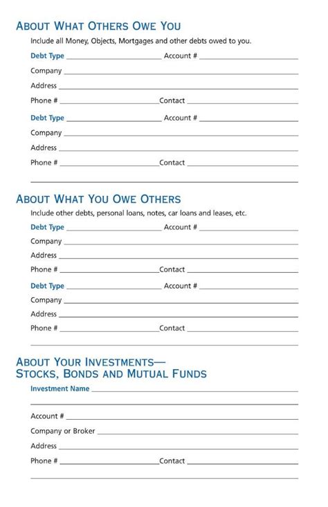 Beneficiary Planner Printable