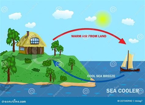 Science Poster Design For Sea And Land Breeze Stock Vector