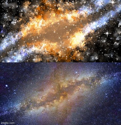 Milky Way Galaxy Painting Compared To Milky Way Galaxy Photo Imgflip