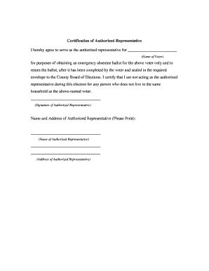Certification Of Authorized Representative Fill Online Printable