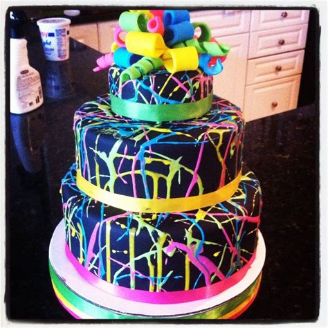 Neon Splatter Cake personal cake Colores Neón Pinterest Neón