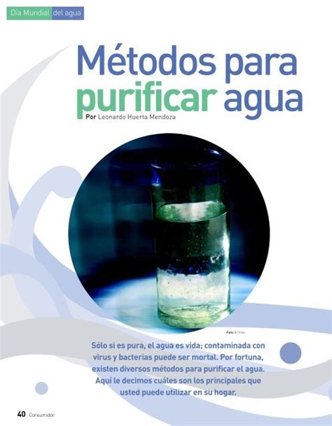 Métodos para purificar agua Profeco