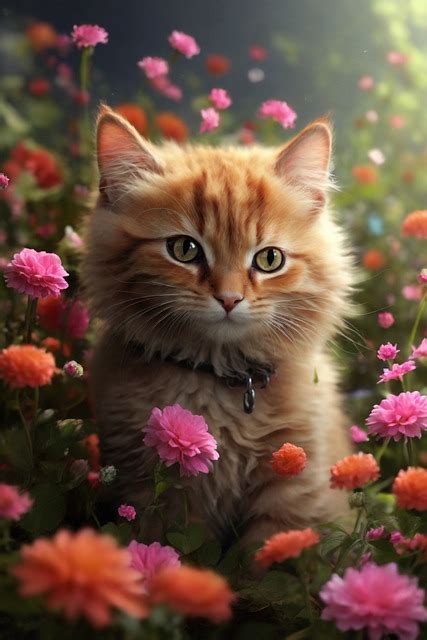 Ai Generiert Katze Blumen Kostenloses Bild Auf Pixabay Pixabay