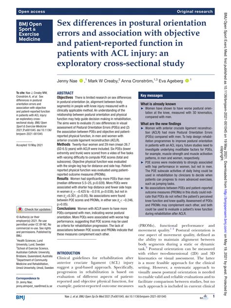 pdf sex differences in postural orientation errors and association with objective and patient
