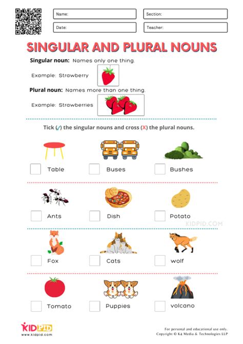 Find Singular And Plural Nouns Printable Worksheets For Grade 1 Kidpid