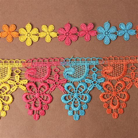 Tira bordada encaje bordado encaje de algodón tela bordada tricot para