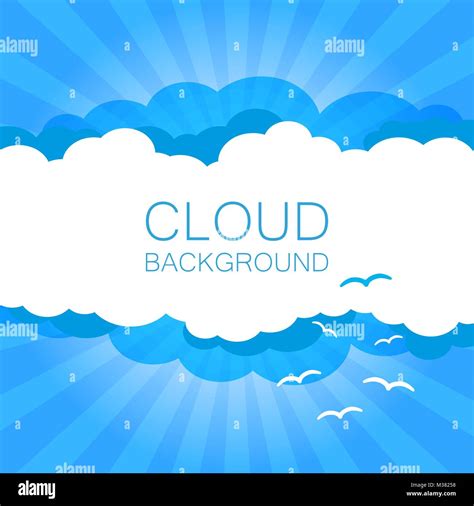 Las nubes en el cielo con rayos de sol Ilustración vectorial plana en