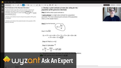 statistics point estimate for population mean and population standard variation youtube