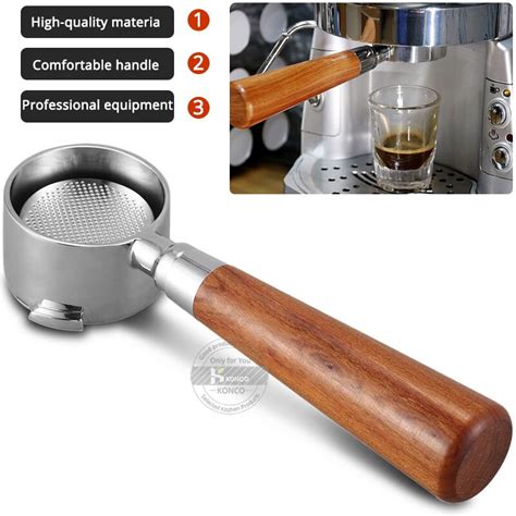 Konco Soporte de filtro sin fondo para máquina de café mango de madera