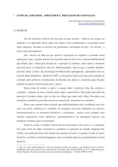 PDF ENSINAR APRENDER APREENDER E PROCESSOS PDF Filepresente Desde