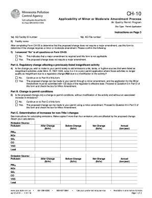 Fillable Online Pca State Mn CH 10 Applicability Of Minor Or Moderate