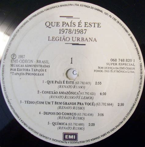 Disco Vinil Legião Urbana Que País É Este 1978 1987 LP encarte