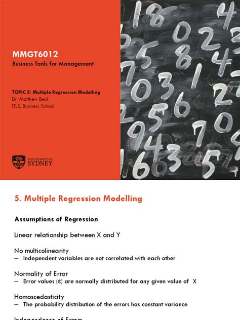 mmgt6012 topic 5 multiple regression modelling pdf errors and residuals coefficient of